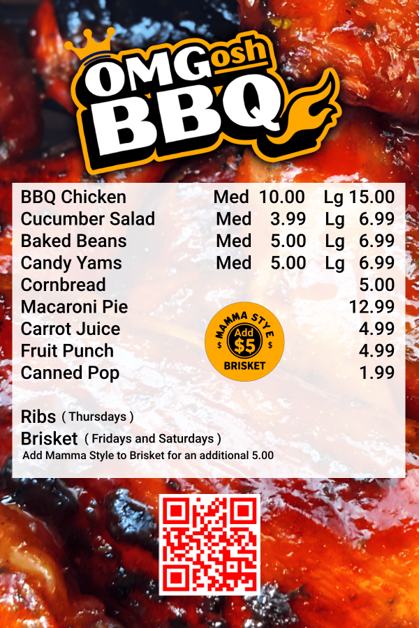 OMGosh BBQ Menu